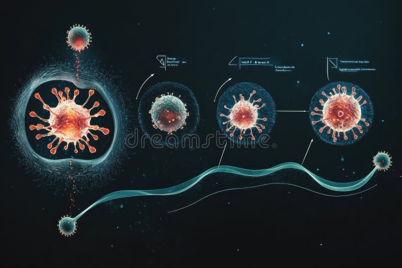 Illustrated Stages of Virus Lifecycle with Emphasis on Penetration ...