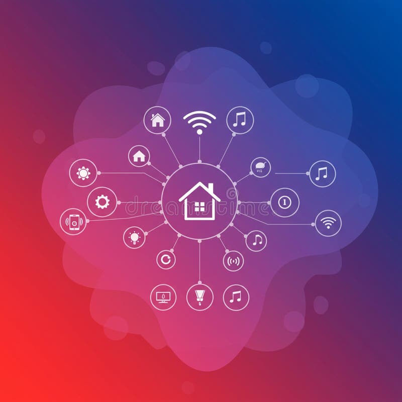 A Diagram Illustrates a Smart Home Network. Centralized Around a House ...