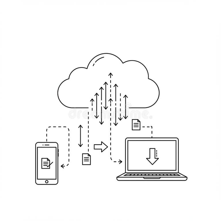 Diagram Illustrating Cloud Computing. a Large Cloud Icon is Central ...
