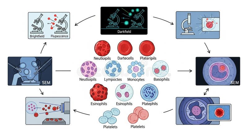 Diagram Illustrating Different Microscopy Techniques: Brightfield ...
