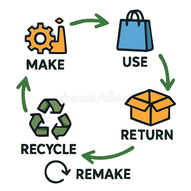 Diagram Illustrating the Make, Use, Return, Recycle Loop Process Stock ...