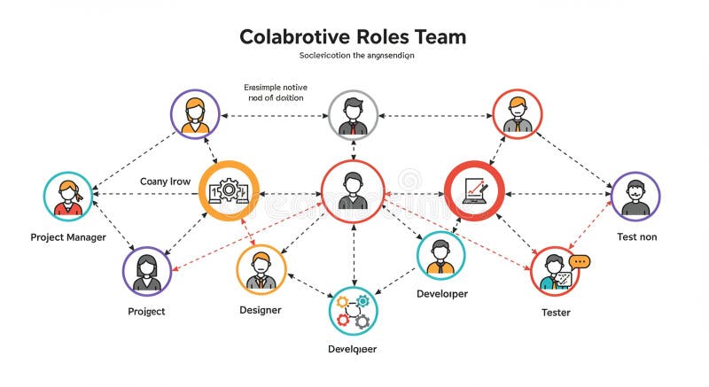 Diagram Illustrating Team Roles with Interconnected Nodes, Each ...