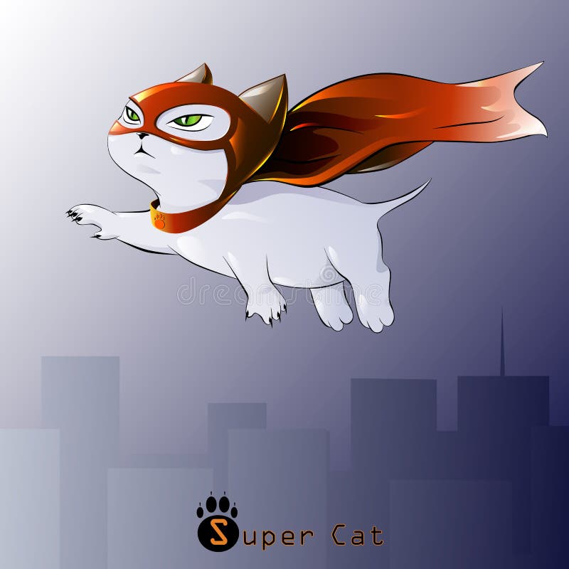 Diagram Kattsuperhero I Flykten, Vektor Illustrationer - Illustration ...
