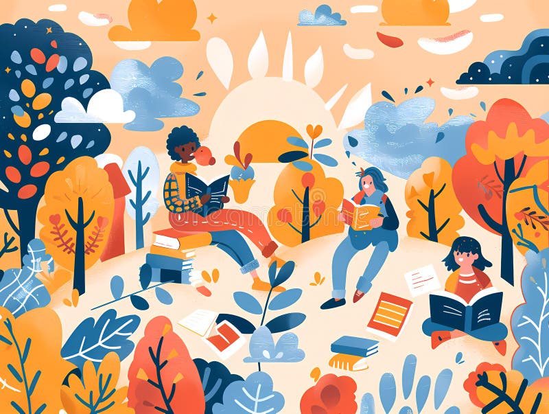 Students Reading Time in the Library on World Book Day Stock ...