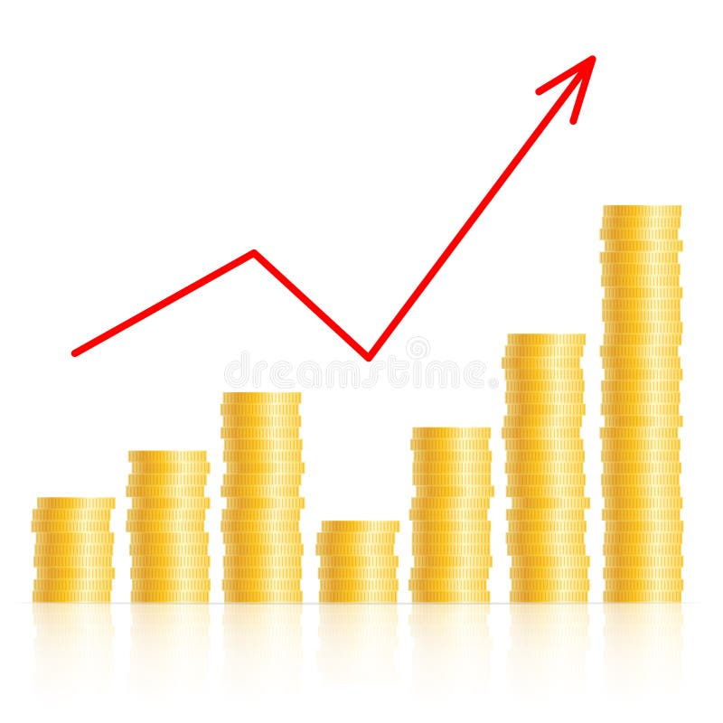 Diagram Med Kolonner Av Guld- Mynt Vektor Illustrationer - Illustration ...