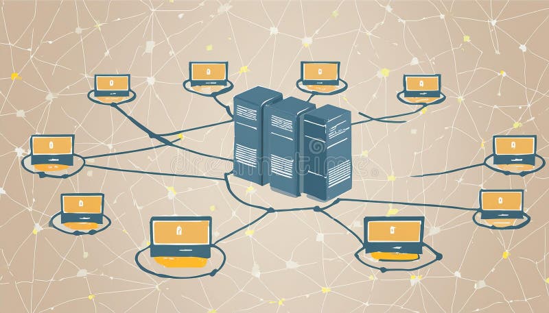 Diagram of a Network with Several Computers. Generative AI Stock Image ...