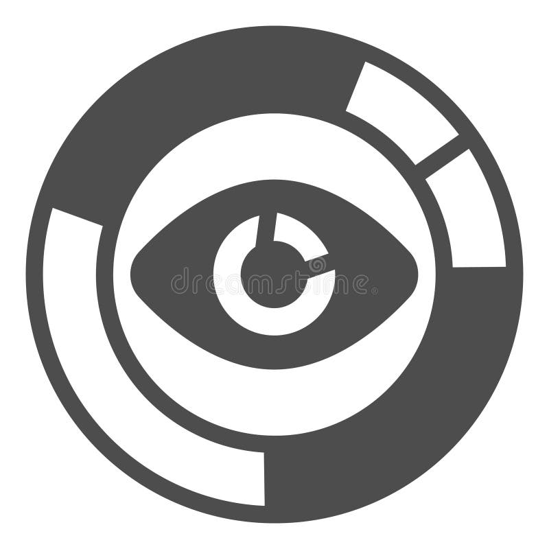 Diagram Pie Info with Human Eye Solid Icon, Data Analytics Concept ...