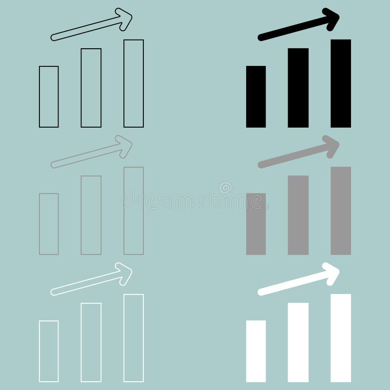 Diagram Rise Black Grey and White. Stock Vector - Illustration of ...