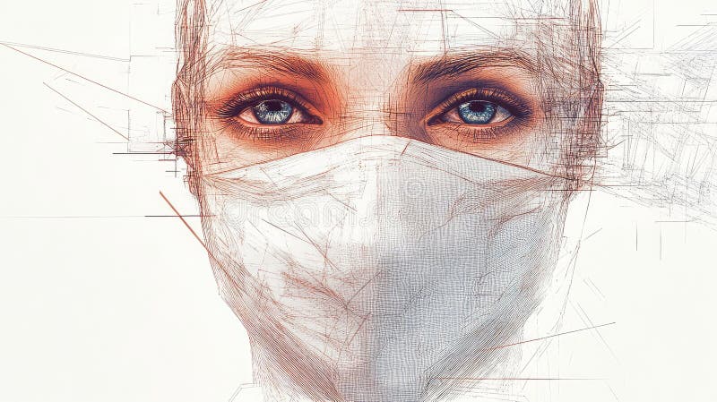 Diagram Schematic Style of an Expanding Face Mask Stock Image - Image ...