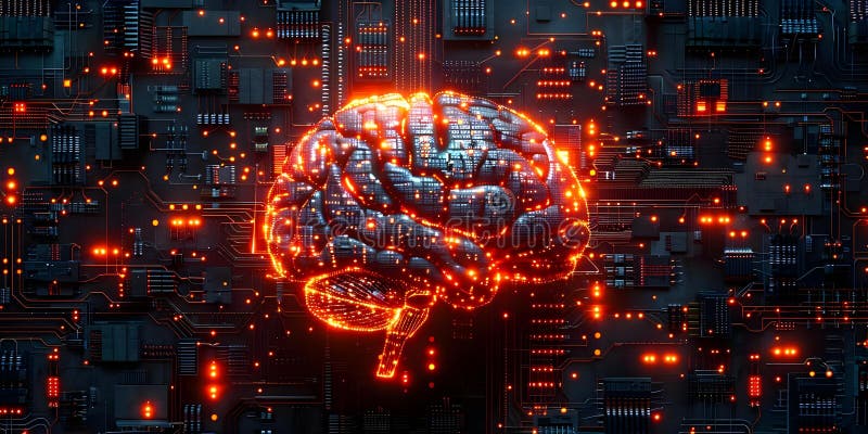 A Diagram Showing Human Brain Communication through a Circuit Board and ...