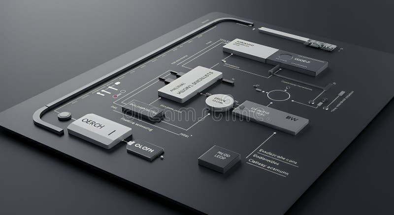 Diagram of System Processes on Dark Surface - Abstract Technical ...