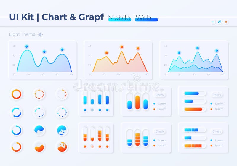 Diagram UI elements kit stock vector. Illustration of graphic - 183316404