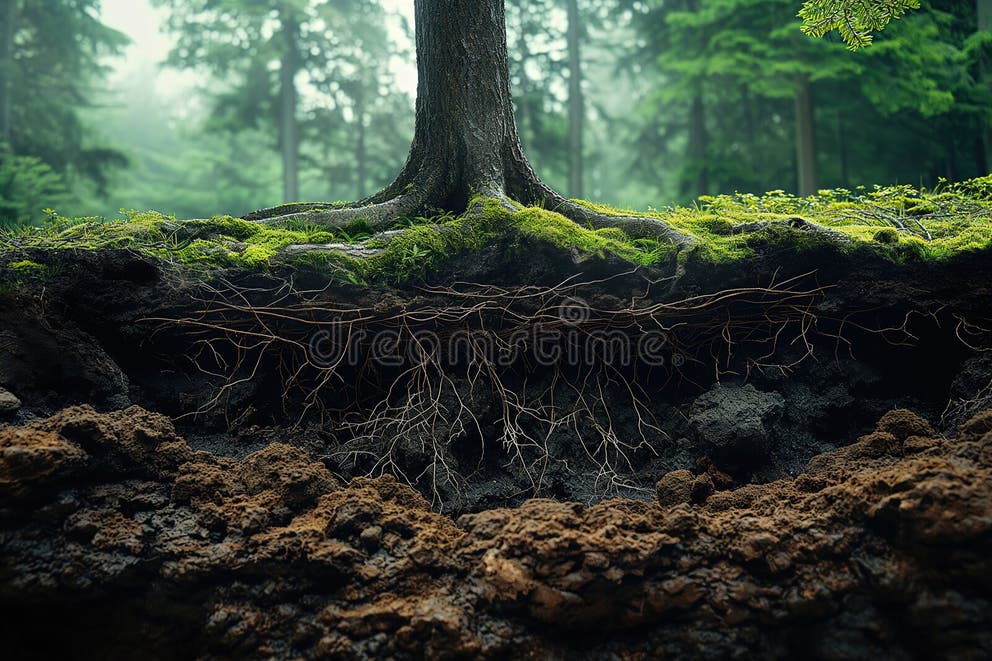Diagram of Underground Root System of Old Tree Growing in Forest in ...