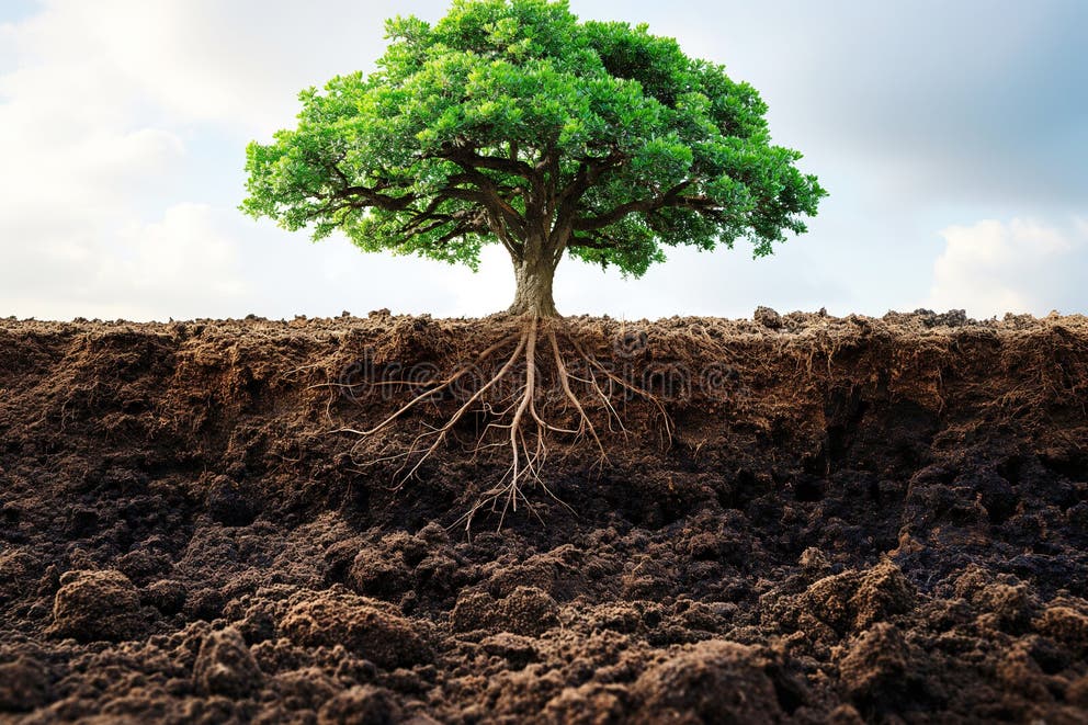 Diagram of Underground Root System of Tree in Field in Summer in the ...
