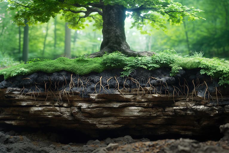 Diagram of Underground Root System of Tree Growing in Forest in Soil ...