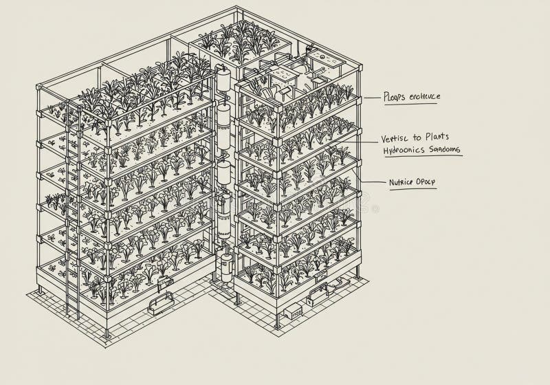 Diagram of a Vertical Farming System with Multiple Stacked Levels, Each ...