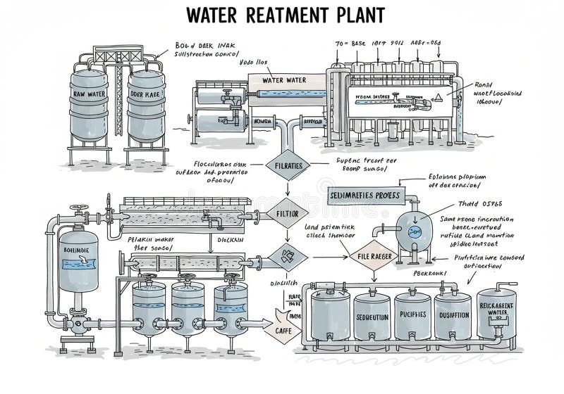Typical Drinking Water Treatment Facility Stock Illustrations – 1 ...
