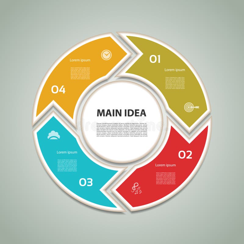 Diagrama Cíclico Con Cuatro Pasos E Iconos Ilustración del Vector ...