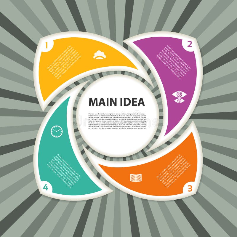 Diagrama Cíclico Con Cuatro Pasos E Iconos Ilustración del Vector ...