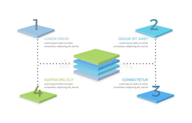 Diagrama De Flujo Con 4 Elementos Ilustración del Vector - Ilustración ...