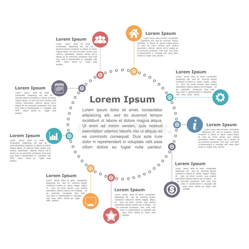 Diagrama Circular Con Seis Elementos Ilustración del Vector ...