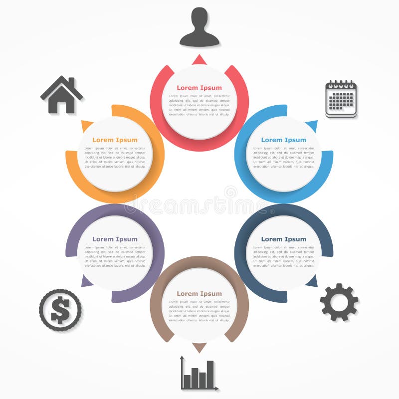 Diagrama Circular Con Seis Elementos Ilustración del Vector ...