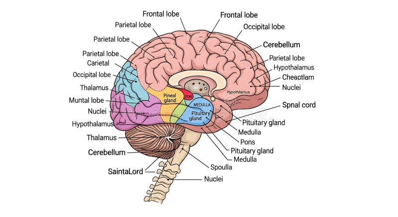 A Diagrammatic Representation of the Human Brain with Labeled ...