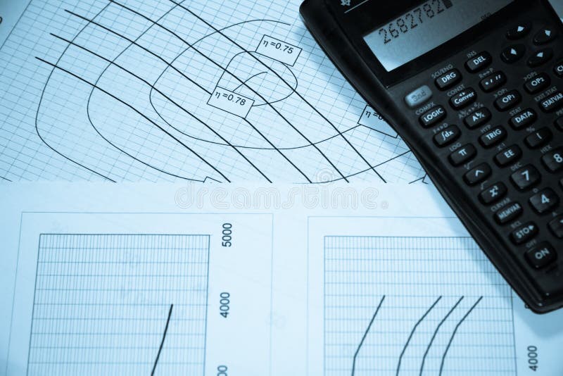 Diagrams and Calculator stock photo. Image of sheet, white - 17847136