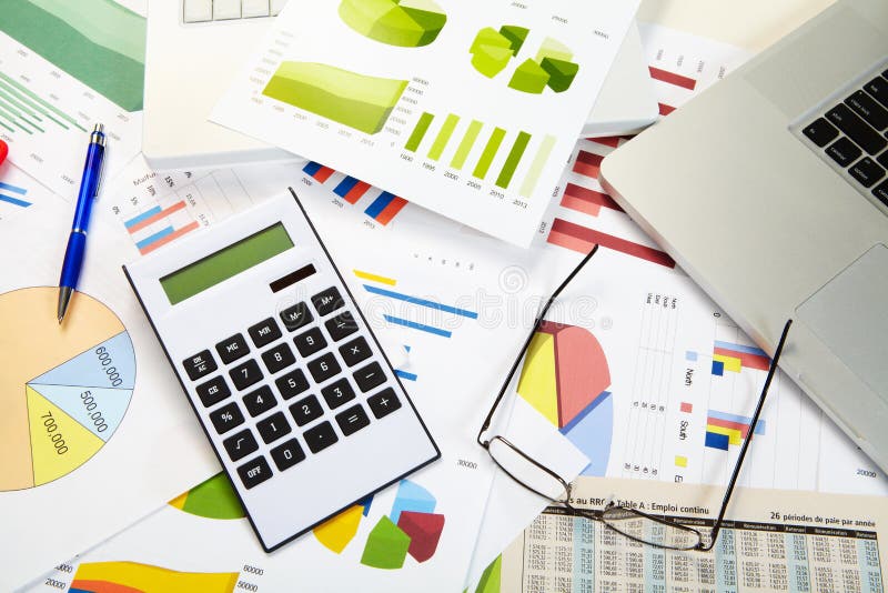 Diagrams and calculator stock image. Image of communicate - 30891867