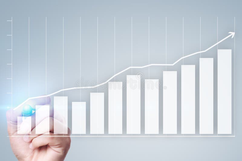 Diagrams and Graphs on Virtual Screen. Business Strategy, Data Analysis ...