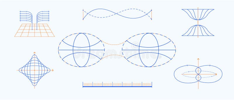 Diagrams Showing Field Interactions and Wave Patterns, Illustrating ...
