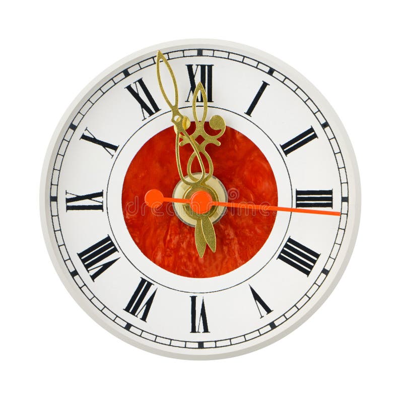 Dial De Un Reloj Analógico Cerrar Sobre Un Fondo De Madera. La Hora Es ...