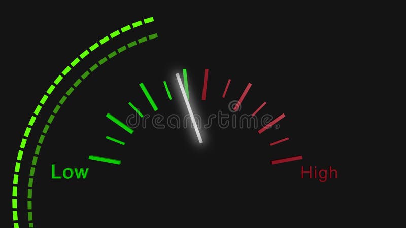 Dial Meter Showing Low To High with Alert Warning 4k Animation Stock ...
