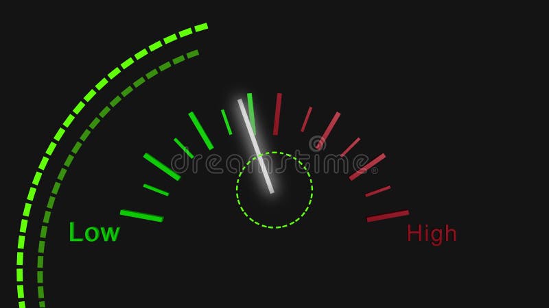 Dial Meter Showing Low To High with Alert Warning 4k Animation Stock ...