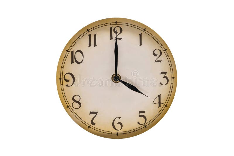 The Dial of an Old Vintage Clock. the Time on the Clock is Four O Clock ...