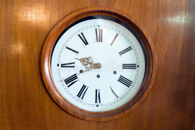 The Dial of the Old Vintage Wall Clock, Retro Toned in a Wooden Frame ...