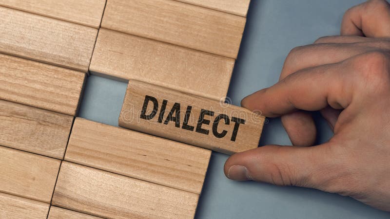 DIALECT Word Concept. Close-up Wooden Piece Blocks on the Table Stock ...