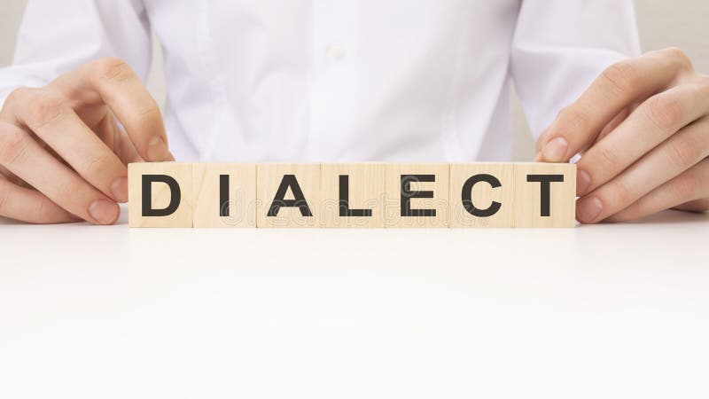 Dialect Word on Wooden Block, White Background Stock Photo - Image of ...