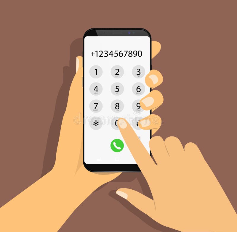 Hand is Dialing Number on the Phone. Flat Vector Concept Illustration ...