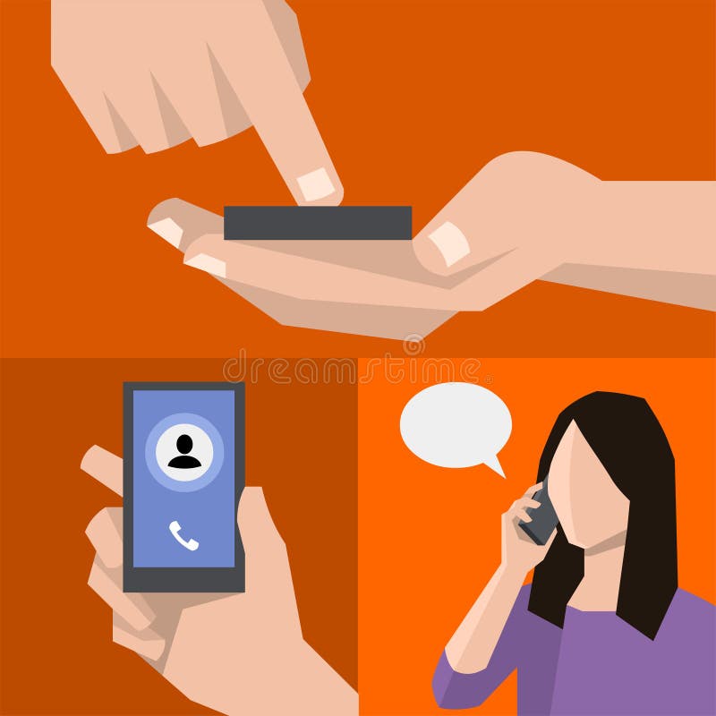 Dialling, Calling and Talking on the Mobile Phone Stock Vector ...