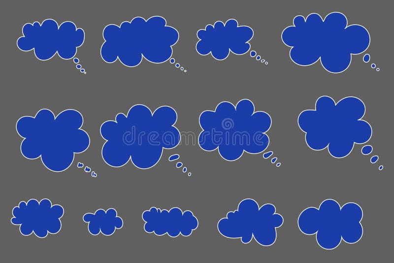 Dialog Box Icons, Chat Cartoon Bubbles, Thinking Clouds, Vector. Stock ...