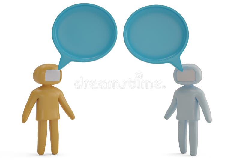 Dialog Box and Sketch Man on White Background 3D Illustration. Stock ...