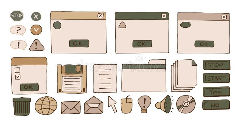 Dialog Boxes Old. Retro Pc Elements, User Interface, Operating System ...