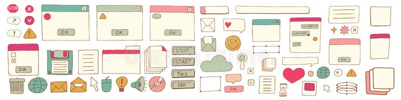 Dialog Boxes Old. Retro Pc Elements, User Interface, Operating System ...
