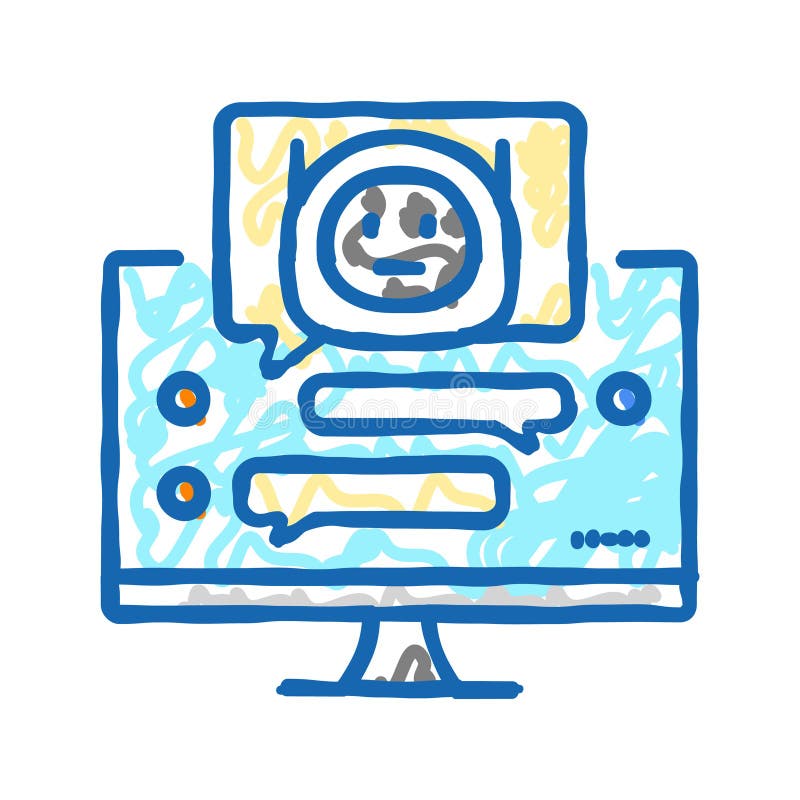 Dialog Chat Bot Icon Doodle Illustration Stock Vector - Illustration of ...