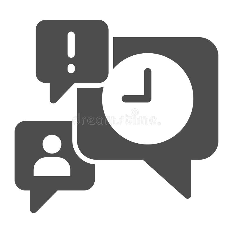 Dialog with Clock, Exclamation Sign and User Profile Solid Icon, Online ...