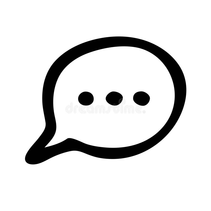 Dialog Cloud Icon with Dots. Vector Illustration in Doodle Style. Hand ...