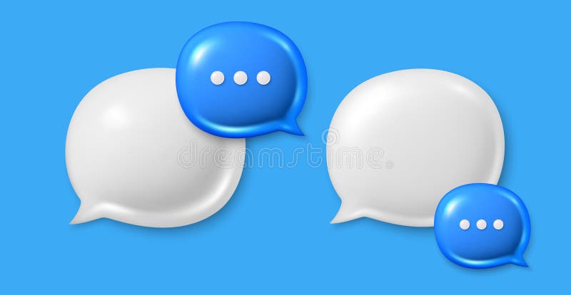 Dialog 3d Speech Bubble Icons. Chat Comment Icons. Talk Message Box ...
