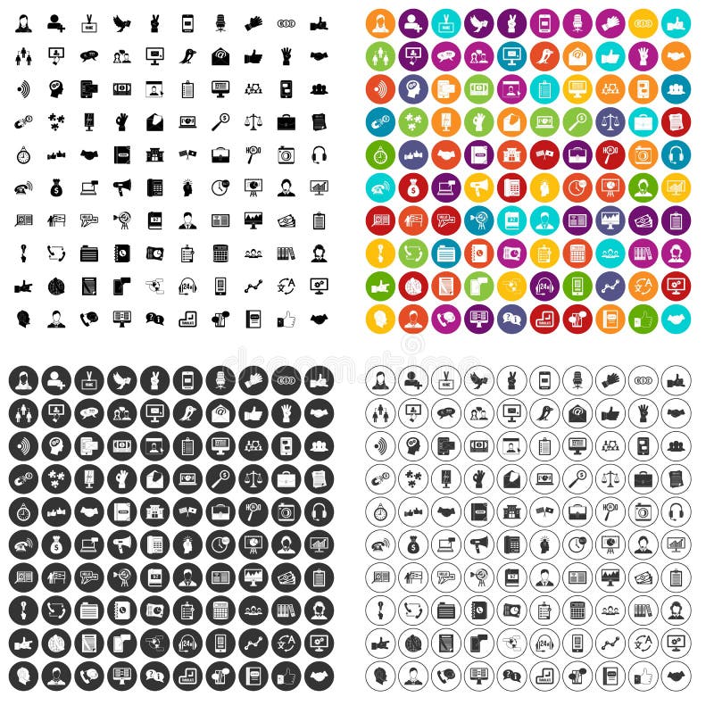100 Dialog Icons Set Vector Variant Stock Vector - Illustration of ...
