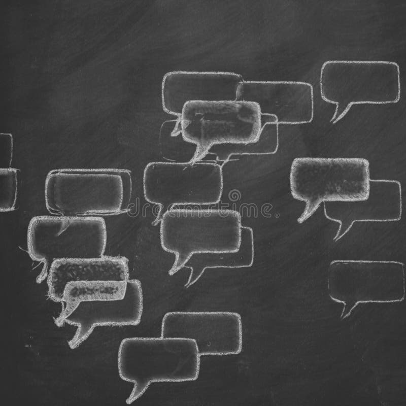 Dialog Signs Drawn on Black Chalk Board Stock Image - Image of dialog ...